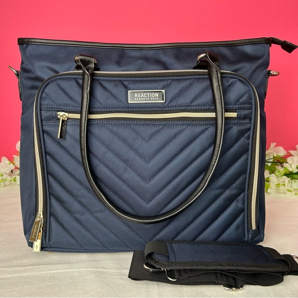 Kenneth Cole Reaction | Bags | Nwot Navy Blue Chelsea Quilted Chevron ...